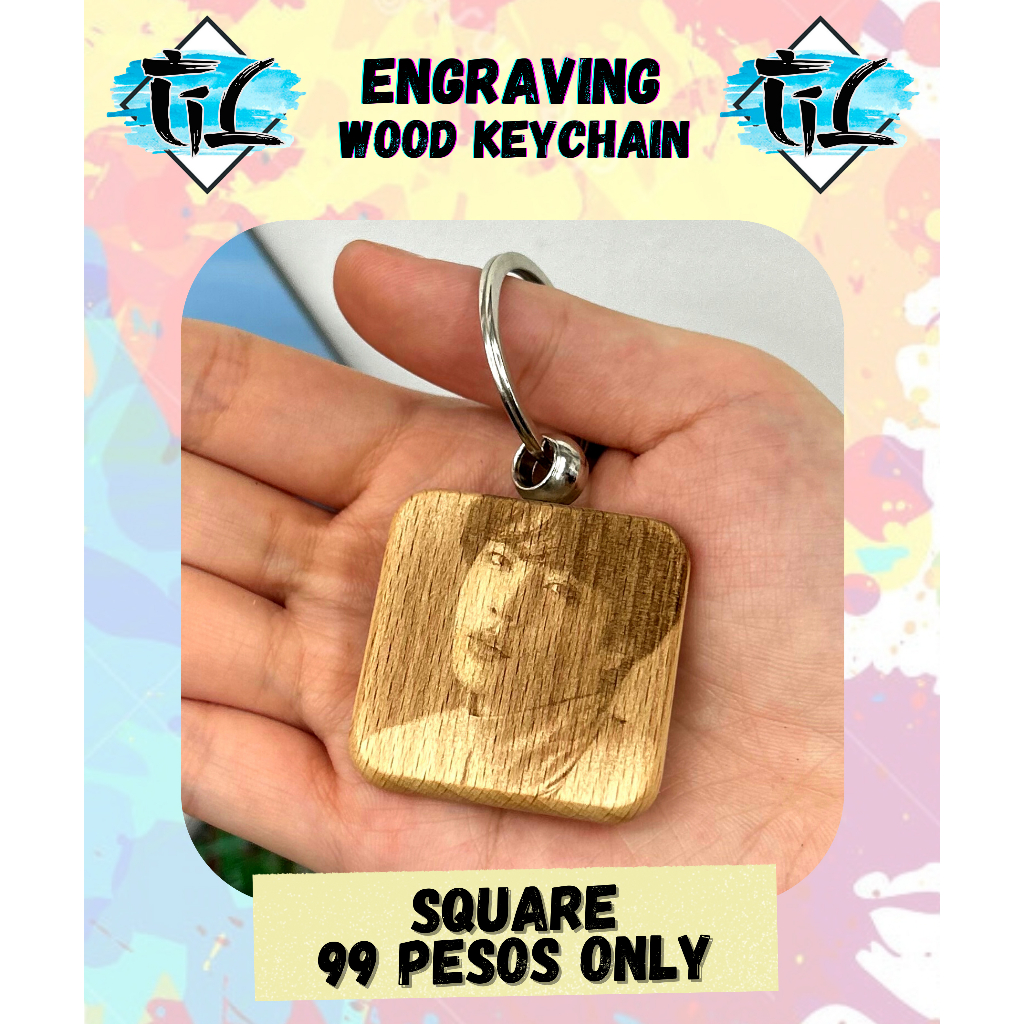 PERSONALIZED WOODEN KEYCHAIN [PERMANENT LASER ENGRAVED] | Shopee ...