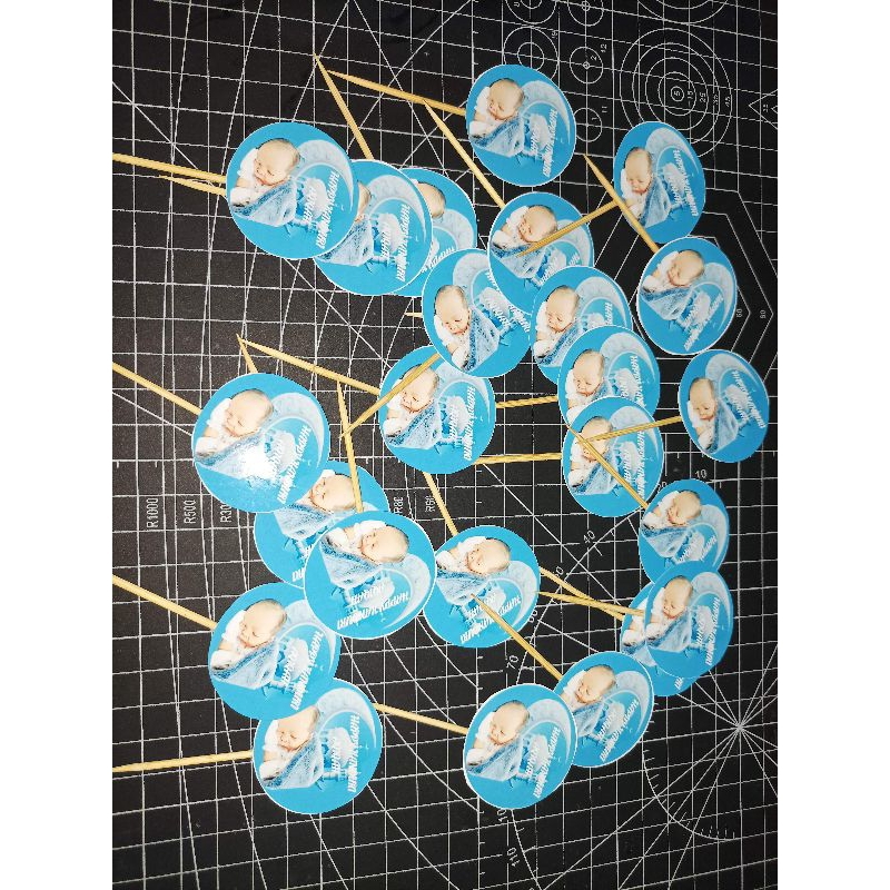 customized photo Printed cake and cupcakes toppers blue moon boy ...