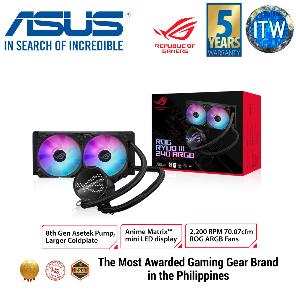 ITW | ASUS ROG Ryou III 240 ARGB AIO Liquid CPU Cooler w/ Asetek 8th ...