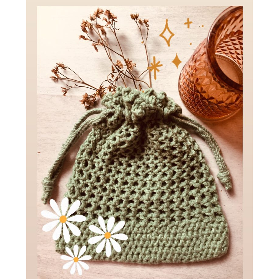 handmade crochet pouch bag/ summer crochet drawstring pouch bag ...
