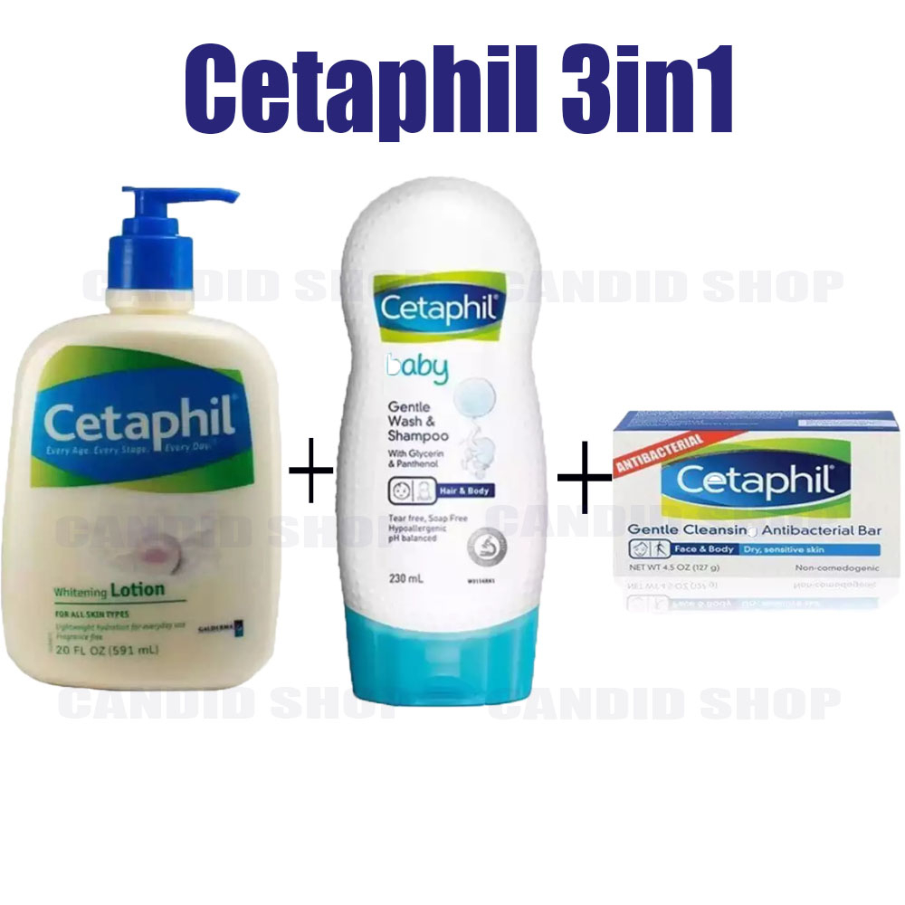 (3 in 1)Cetaphil Lotion 591ml + shampoo 230ML+ Soap Bar 127g | Shopee Philippines
