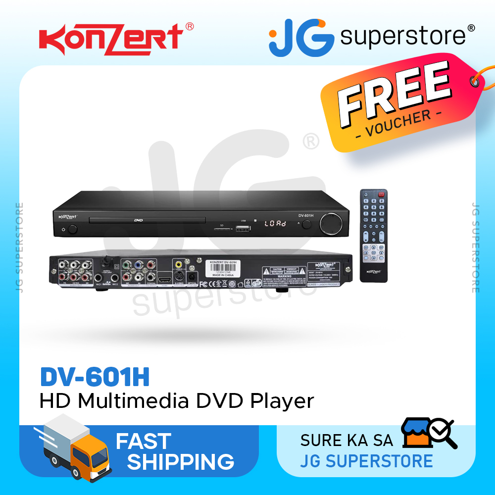 Konzert DV-601H HD DVD Player with USB SD Card Slot and Mic Inputs, and 5.1 Surround Sound ...