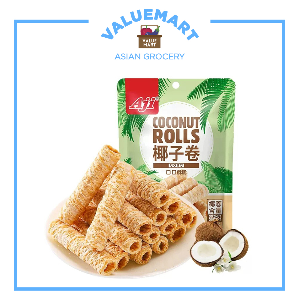 Aji Crispy Coconut Wafer Rolls with Resealable Pouch Wafer Snack with ...