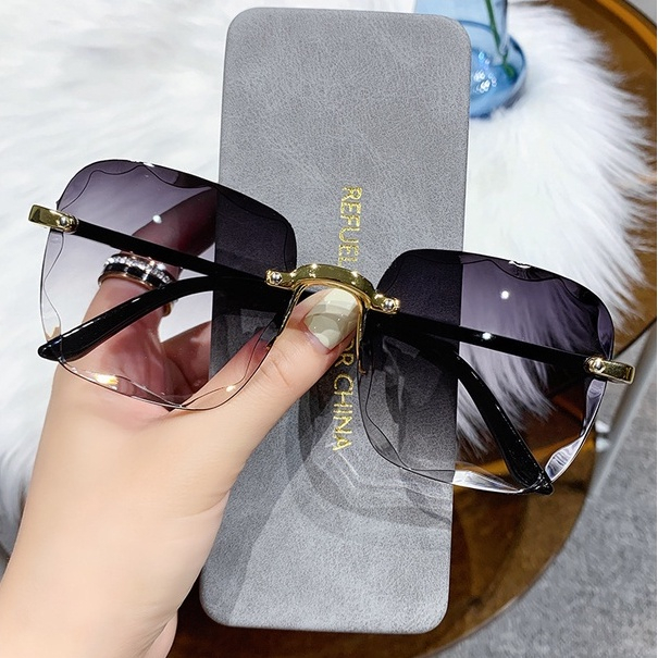 New Sunglasses For Women Fashion Rimless Beach Gradient Sunglass ...