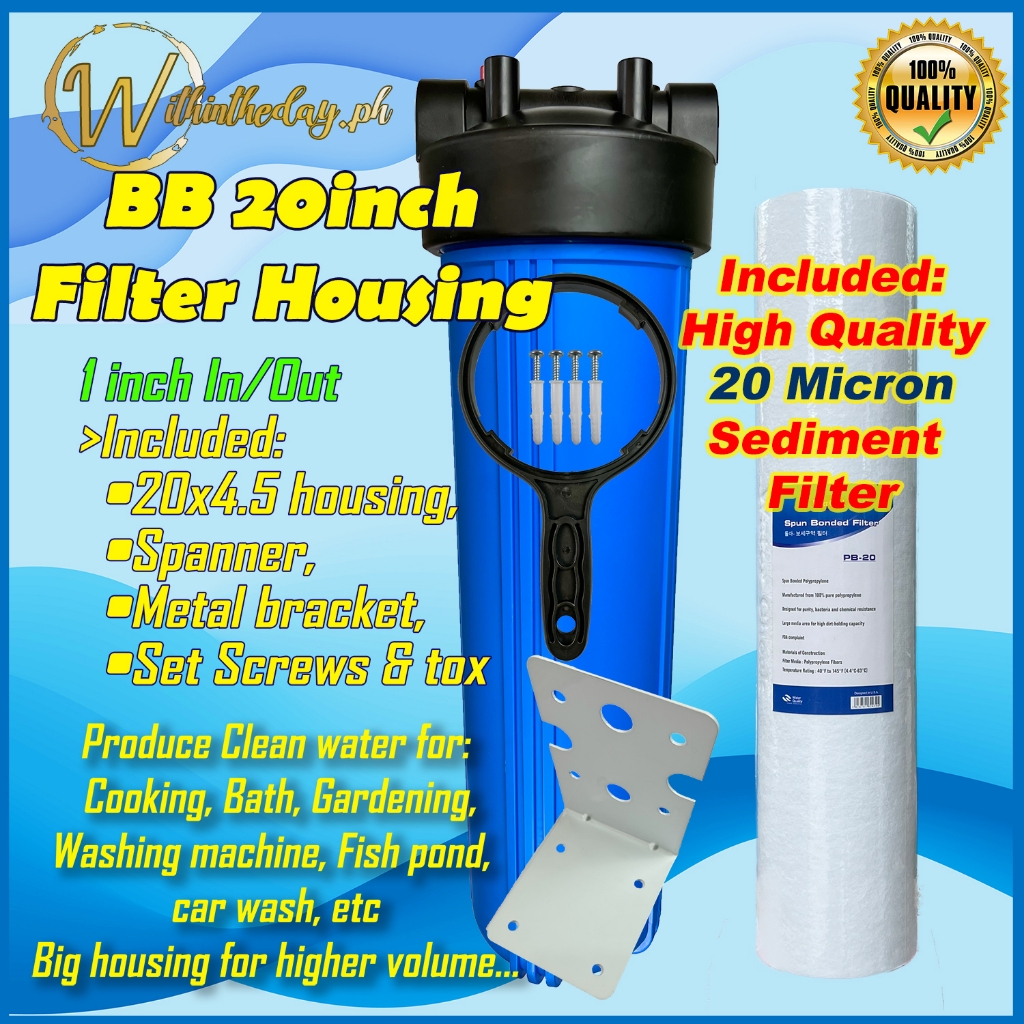 Big Blue Housing BB 20 Filter 20 x 4.5 inch Sediment Rust Chlorine ...