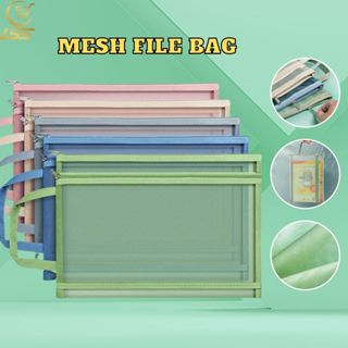 A4 Simple Transparent Mesh File Bag Storage Bag Student Exam Grid ...