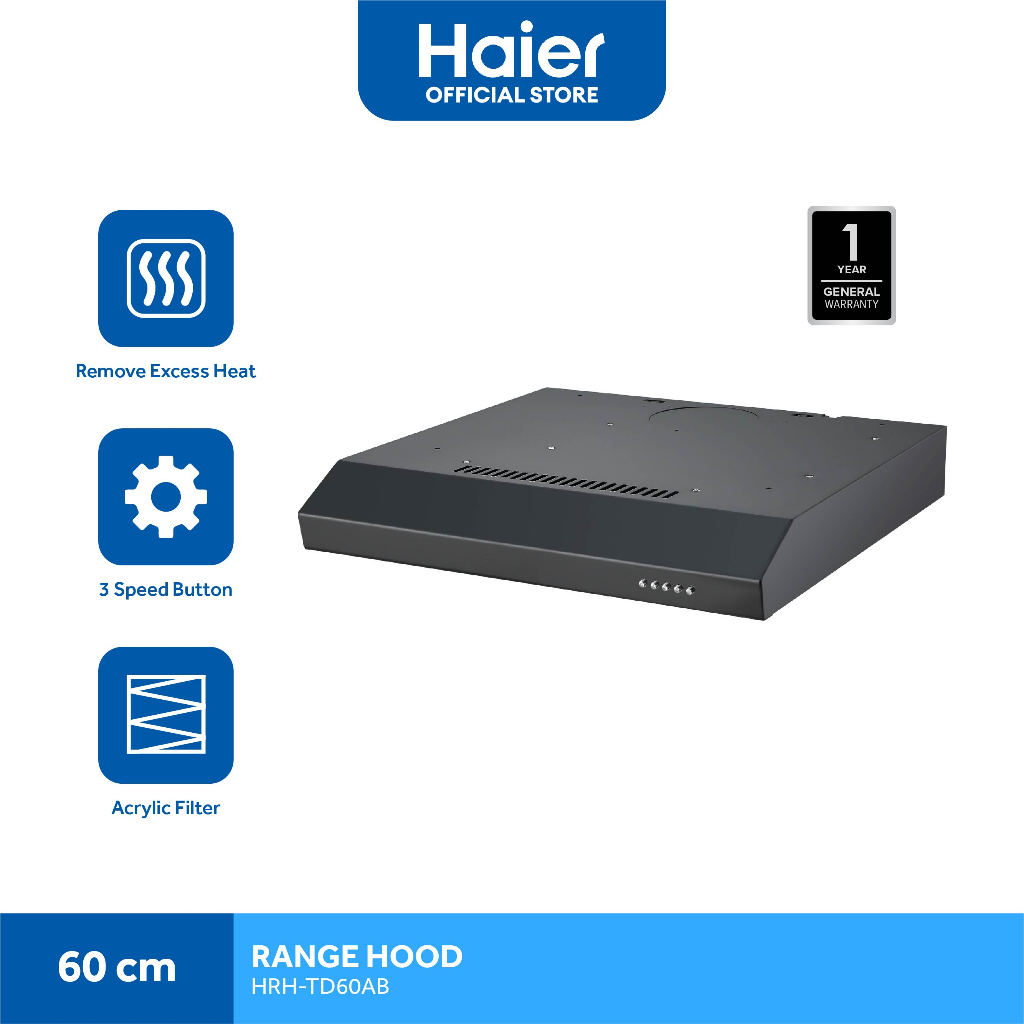 Haier HRH-TD60AB 60cm Range Hood (Black) | Shopee Philippines
