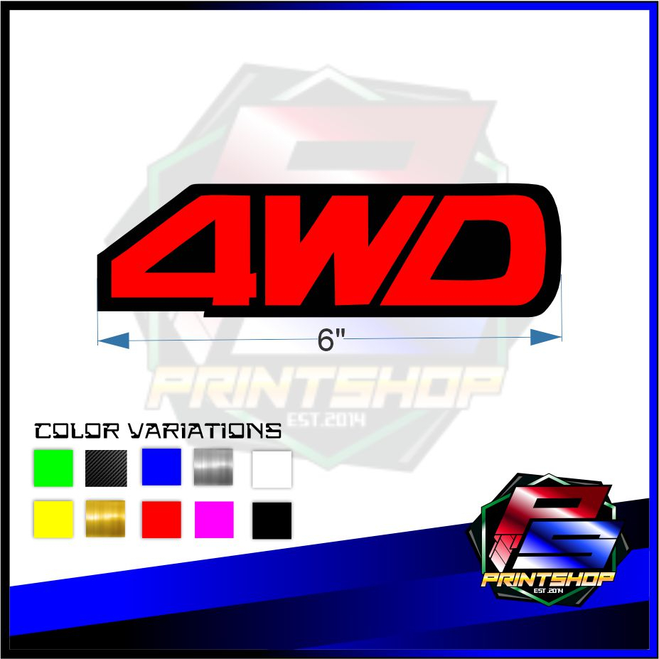 4WD sticker marking for 4x4 cars, multicab, bongo, elf, truck cut-out ...