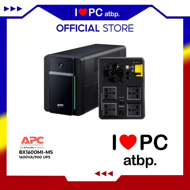 APC UPS 1600VA/900W BX1600MI-MS (4 outlets, AVR/Surge, PowerChute ...