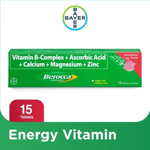 Berocca Mixed Berries Flavor (15 Effervescent Tablets) Multivitamins ...