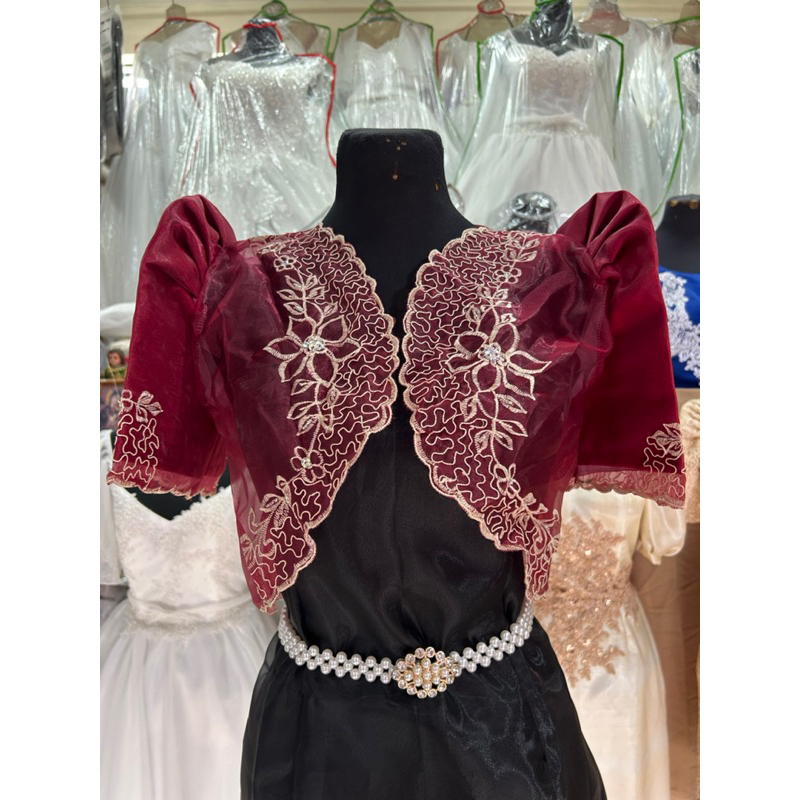 Filipiniana Bolero with Embroidered Design Colored | Shopee Philippines