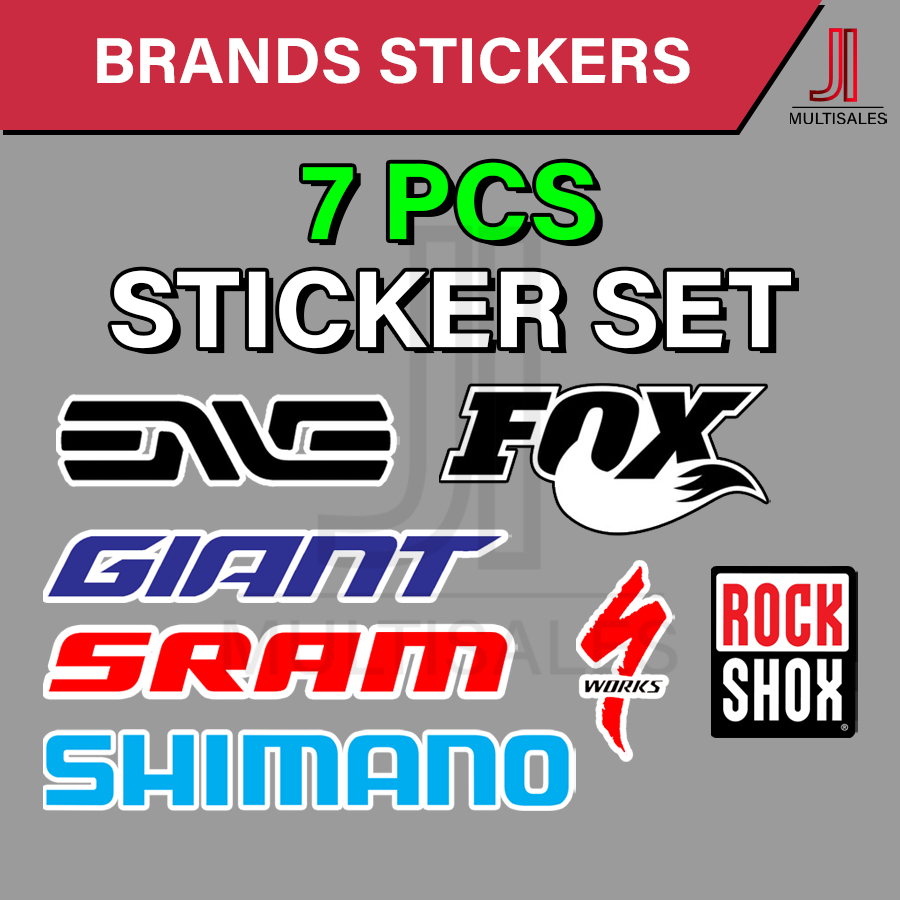 (7 PCS SET) Bike Brands Stickers Waterproof Decals High Quality ...