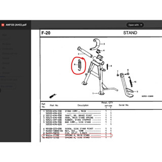 Genuine Center Stand Spring for Honda Wave 125/XRM 125 Part # 95014 ...