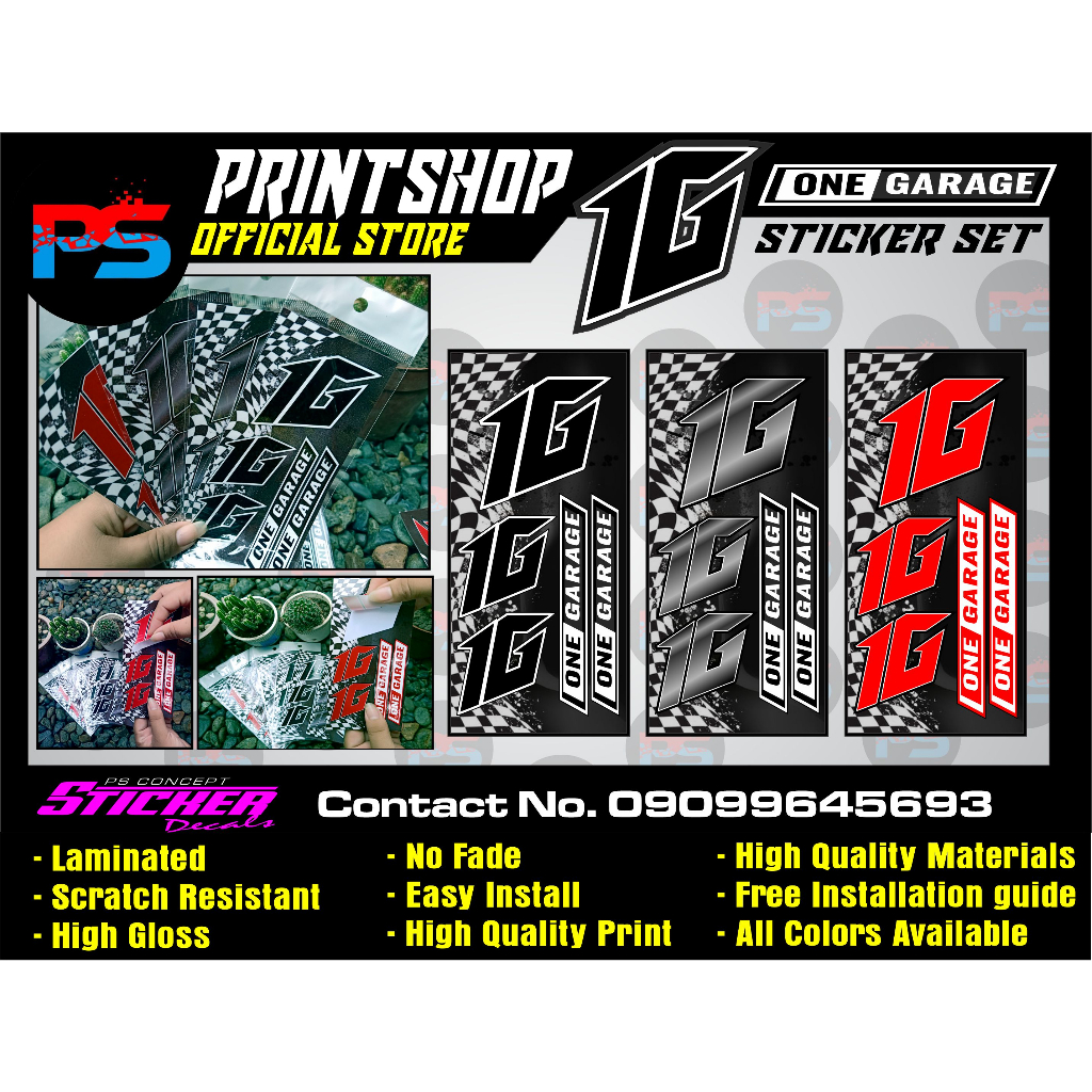 1G Onegarage STICKER DECALS (printed and pre-cut) HIGH QUALITY ...