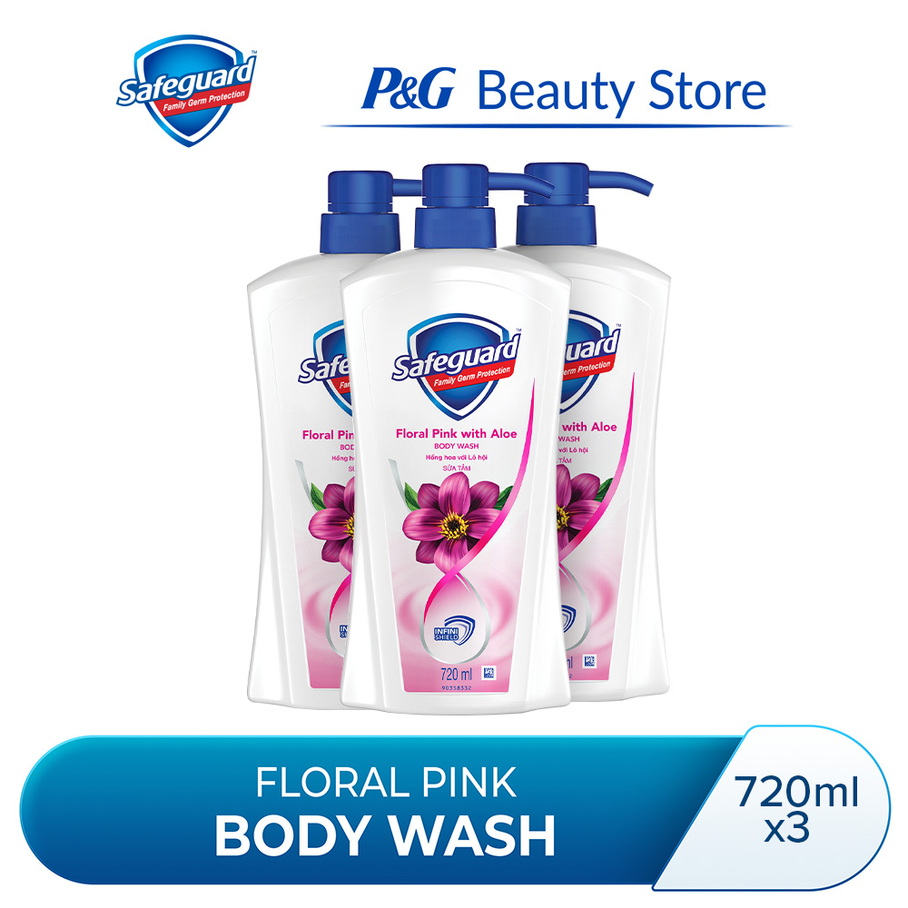 Safeguard Antibacterial Soap Body Wash Floral Pink with Aloe 720mlx3 ...