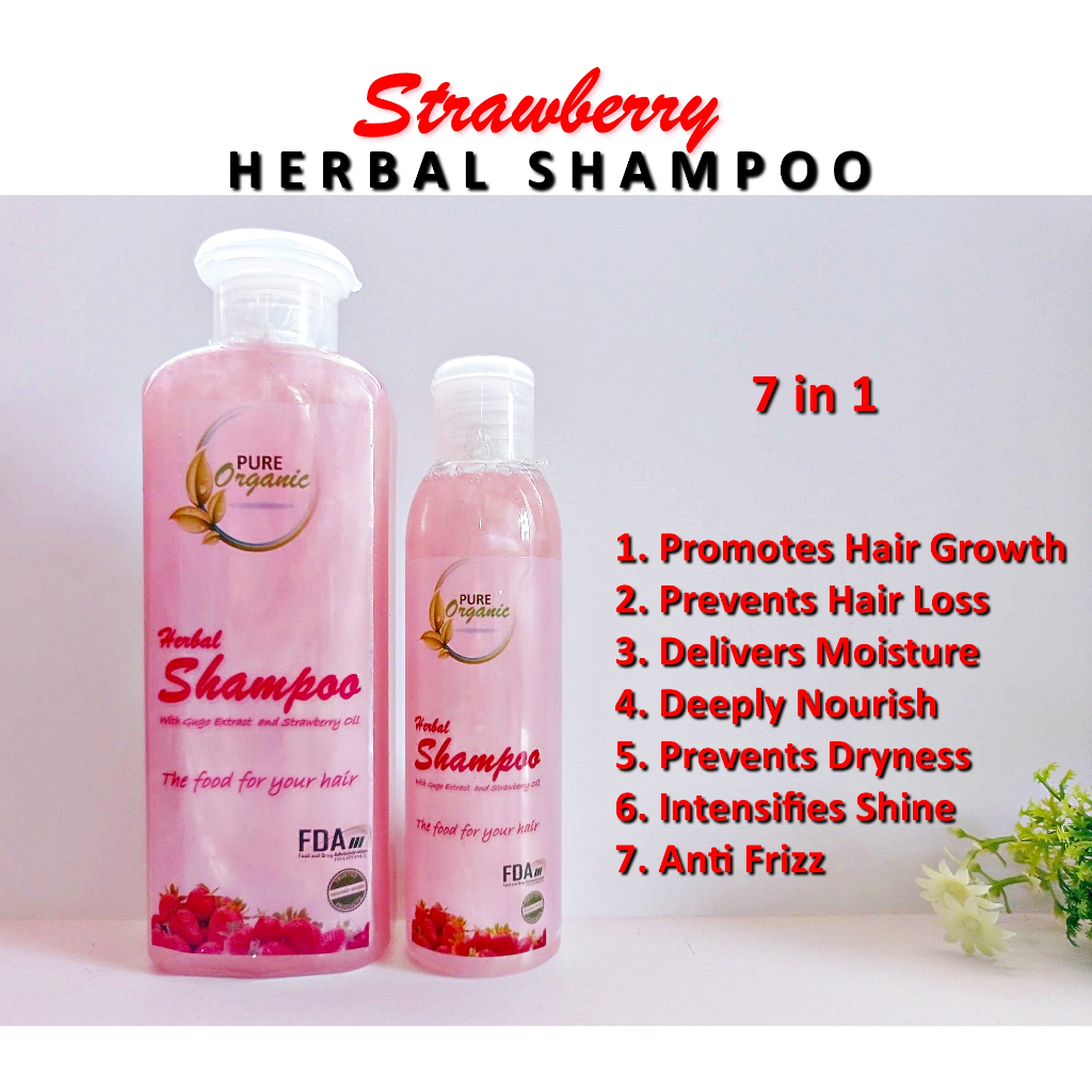 Strawberry Herbal Shampoo with Gugo by Pure Organic For Hair Growth And ...