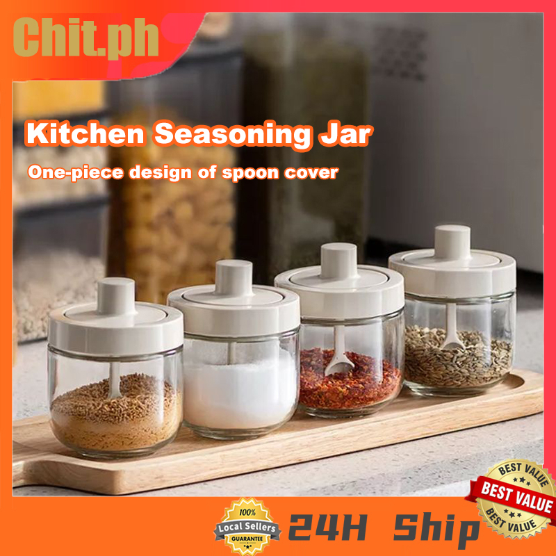 CHIT 300ml Spice Jar Condiment Container Spoon Lid Integrated Spice Jar ...