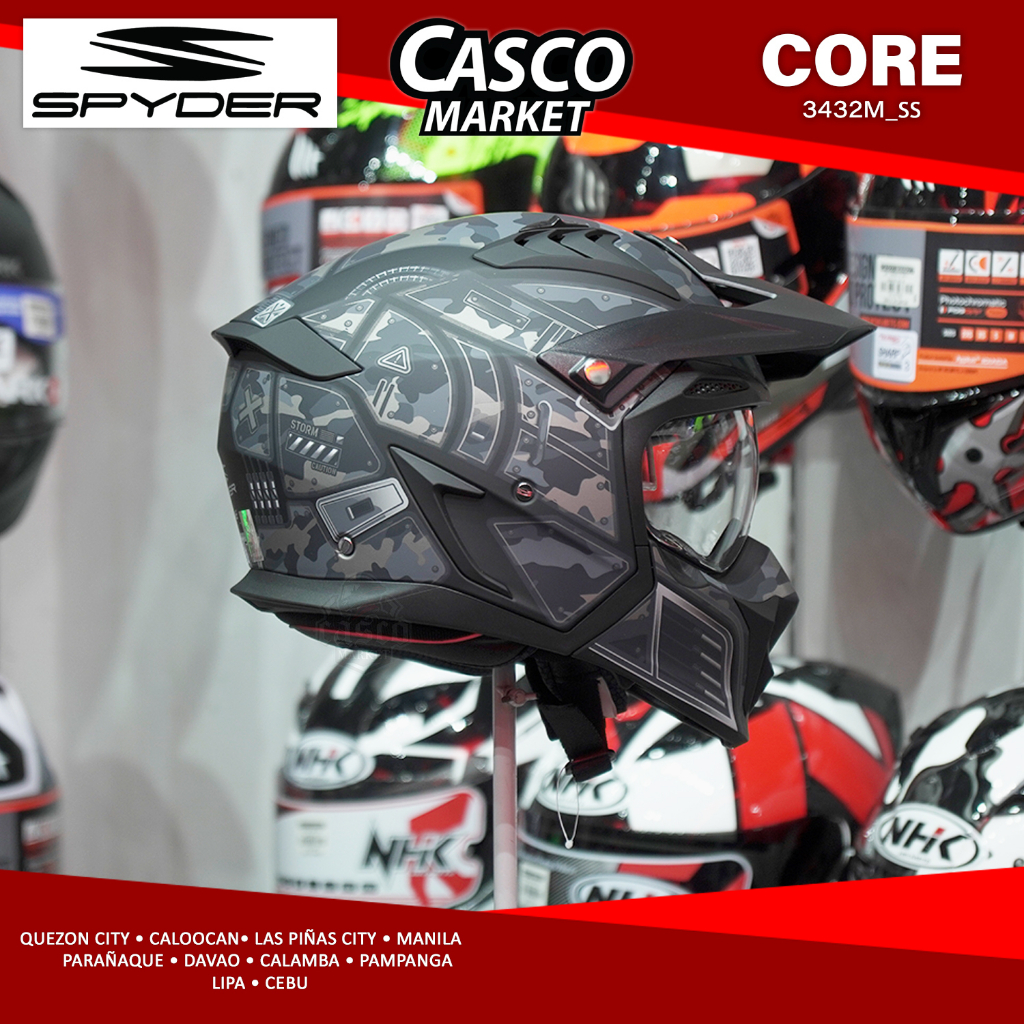 SPYDER CORE G HYBRID SINGLE VISOR MOTORCYCLE HELMET (with extra 2 lens ...
