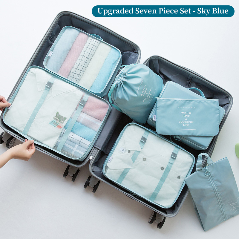 7 Pcs Travel Storage Bag Thickened Zip Travel Organizer Foldable ...