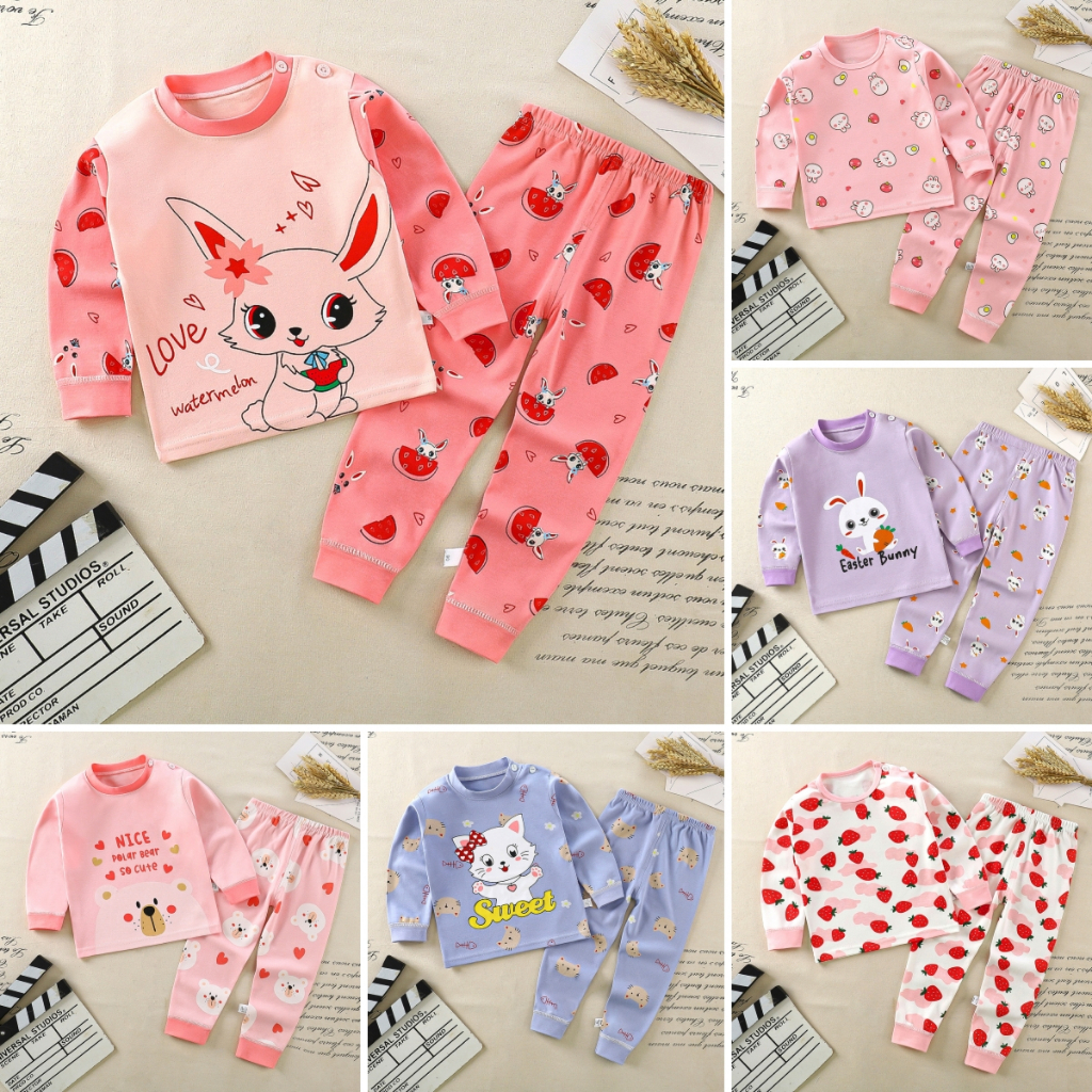 New Pattern for Baby Girls Cute Pajamas Set with Long Sleeves Cotton ...