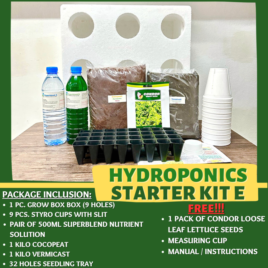 HYDROPONICS STARTER KIT E (LETTUCE SEEDS) - COMPLETE SET FOR BEGINNERS ...