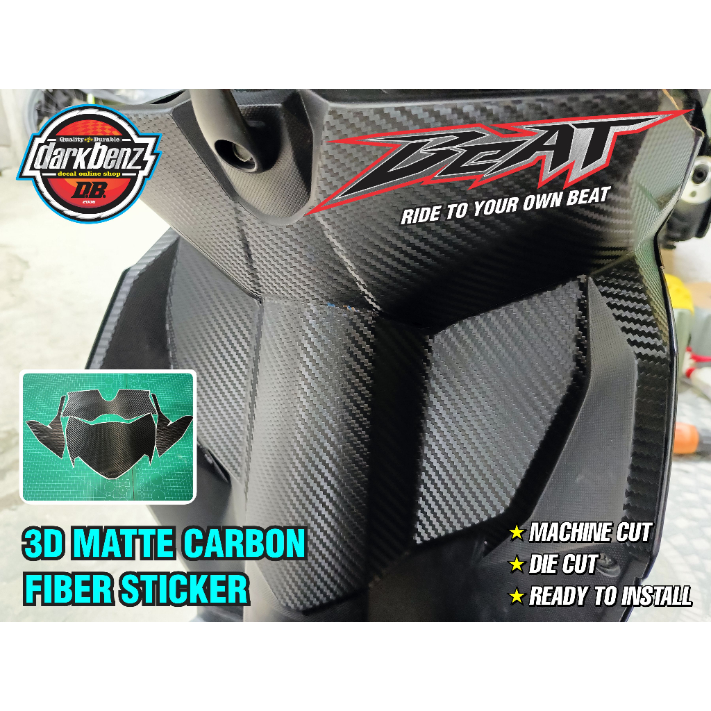 Honda BeAT Street Version 2 Black 3D Matte Carbon Fiber Sticker Decals ...