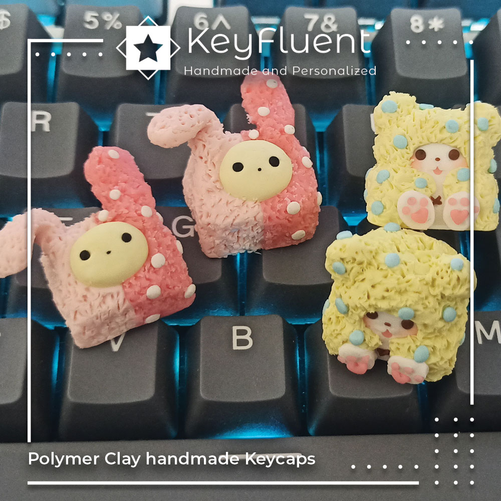 Mechanical Keyboard Polymer Clay Bunny and Bear Keycaps | Shopee ...