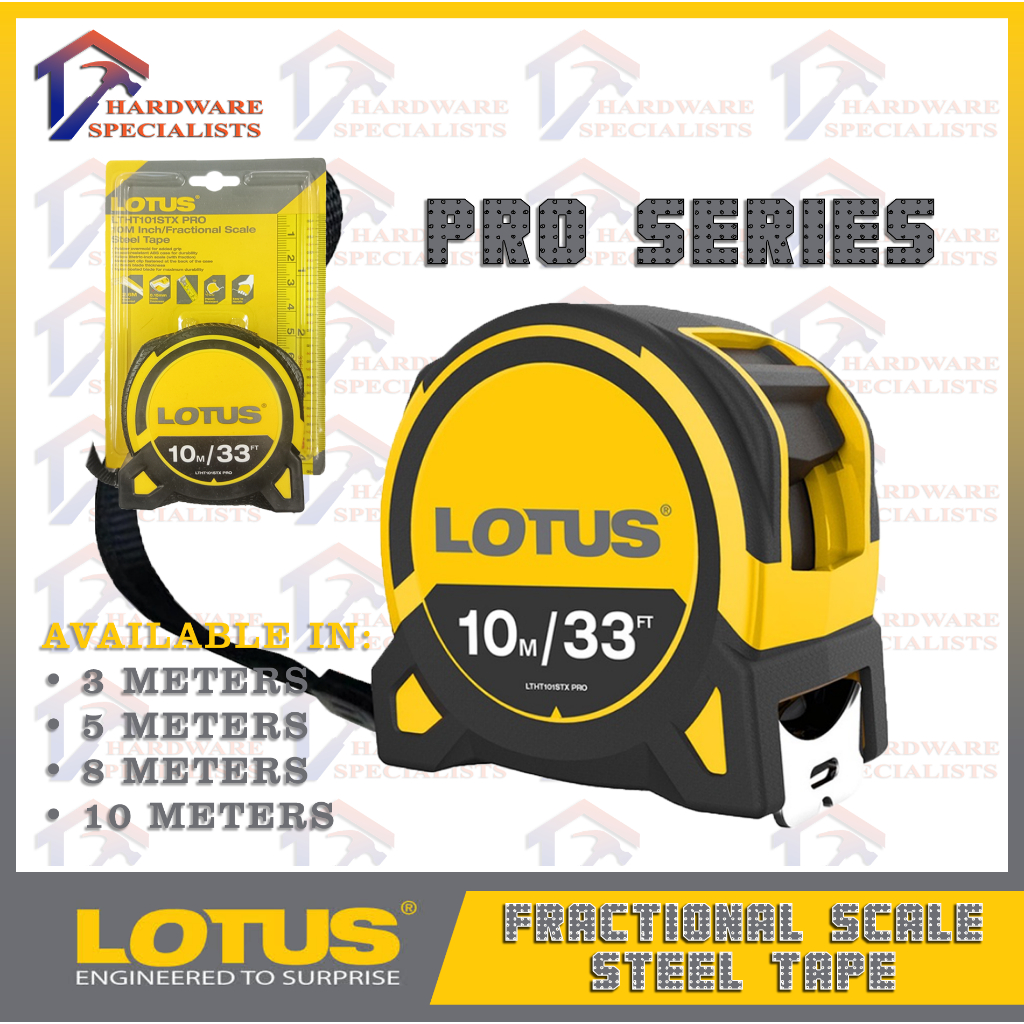 Lotus PRO Steel Tape Inch/Fractional Scale Available in 10M | 8M | 5M ...