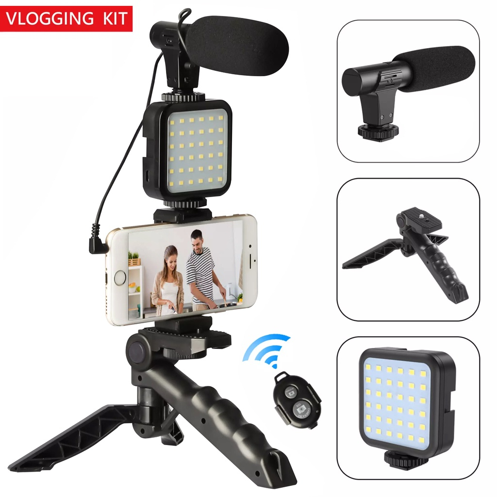 AY-49 Video Making Kit Camera Video Recording w/Microphone + LED Light ...