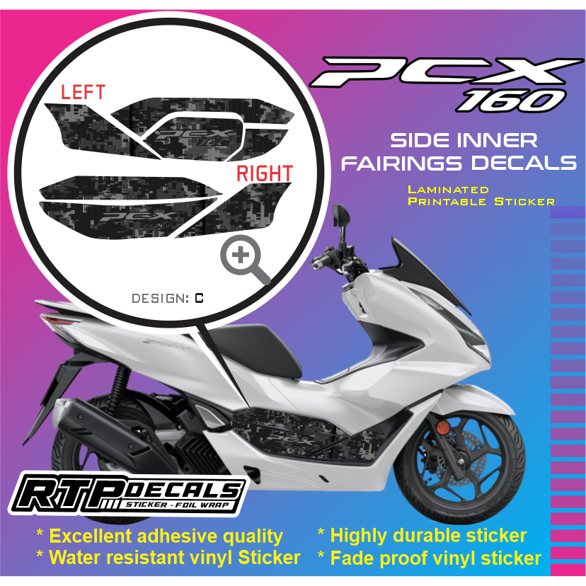 Honda Pcx 160 Side Inner Fairings Decals Sticker(PRINTED and LAMINATED ...