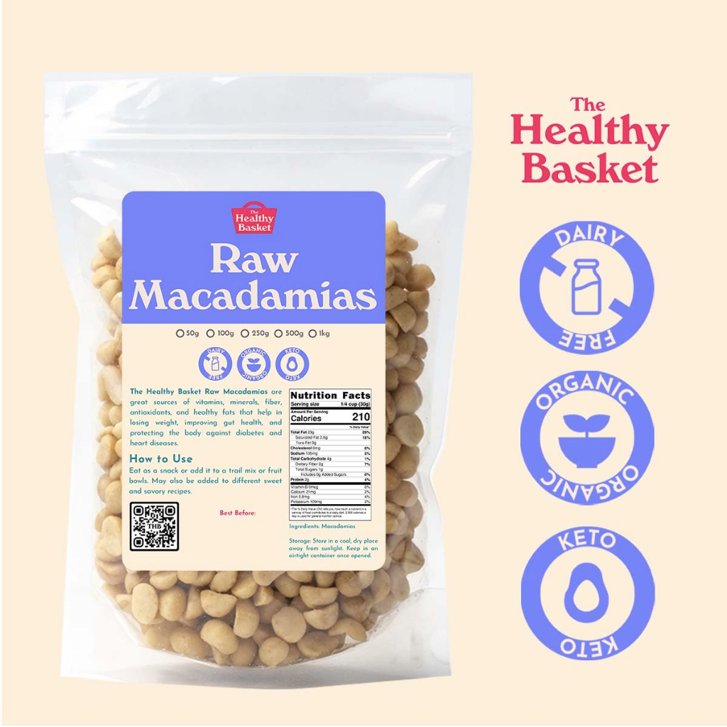 Healthy Basket Raw Macadamia Nuts (250g, 500g & 1kg) | Shopee Philippines