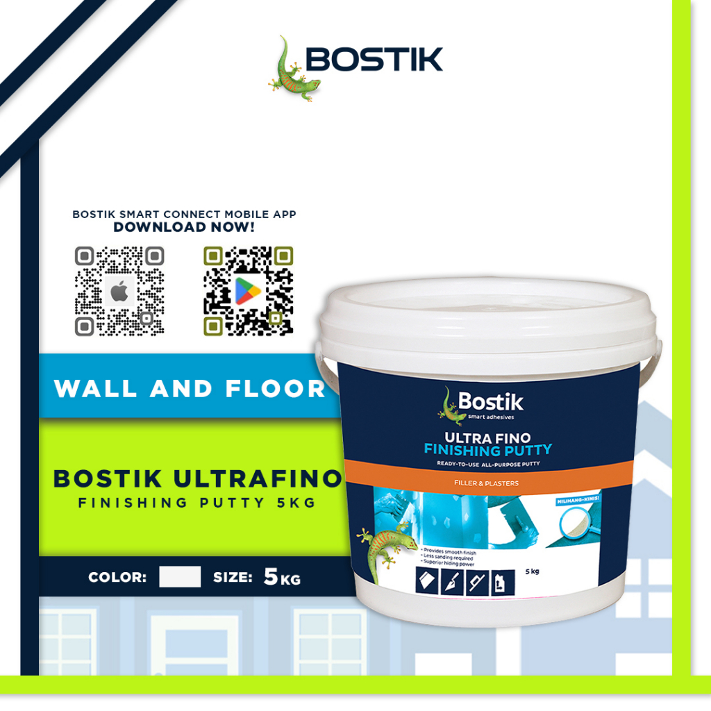 BOSTIK Ultrafino Finishing Putty, 5KG, White, Filling, Levelling ...