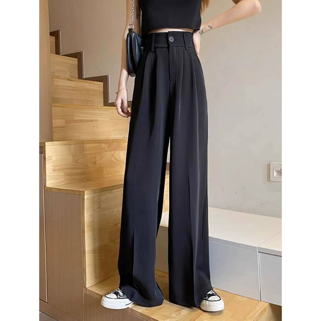 Casual high waist pants for women wide leg pants for women plain korean ...