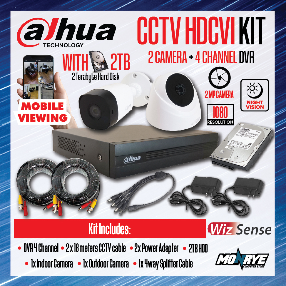 DAHUA CCTV HDCVI KIT / BRAND NEW DVR 4 Channel with HDD / 2 Camera / CABLES | Shopee Philippines