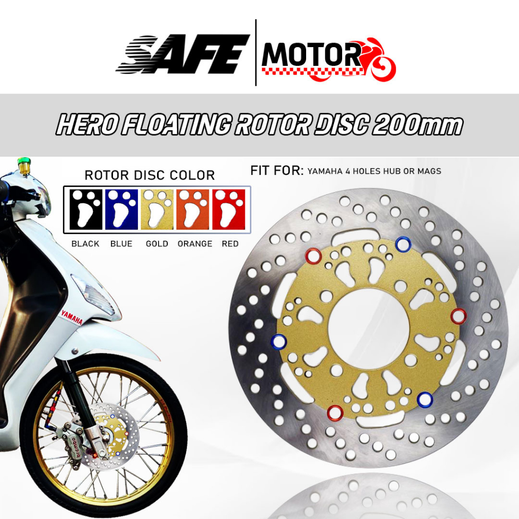 HERO FLOATING DISC PLATE 4 HOLES 200MM FOR YAMAHA MIO/FINO SOUL CARB ...