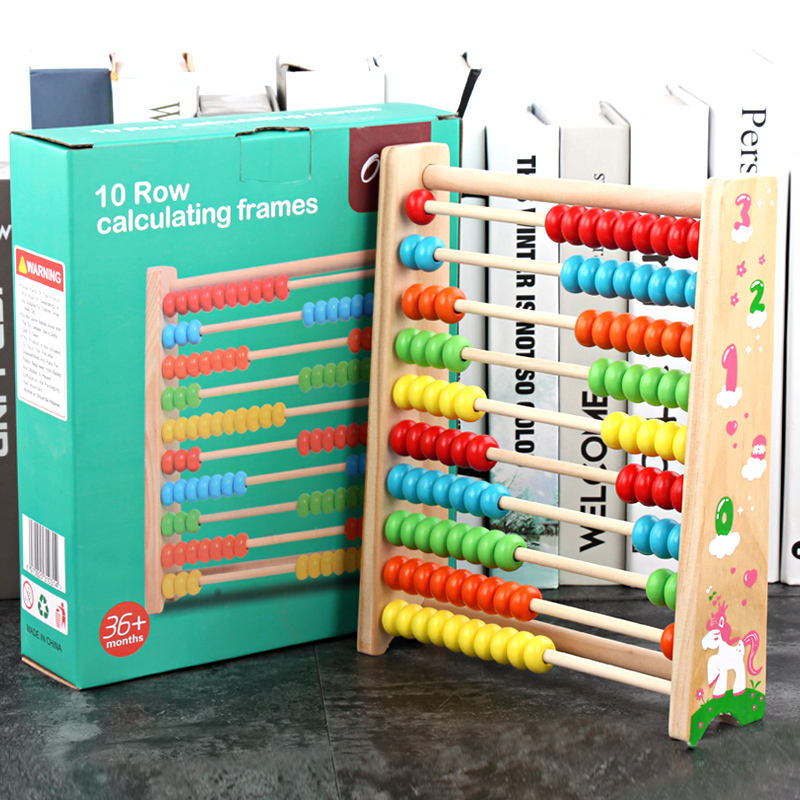 Wooden calculation stand 10 rows of abacus for kids learning math early ...