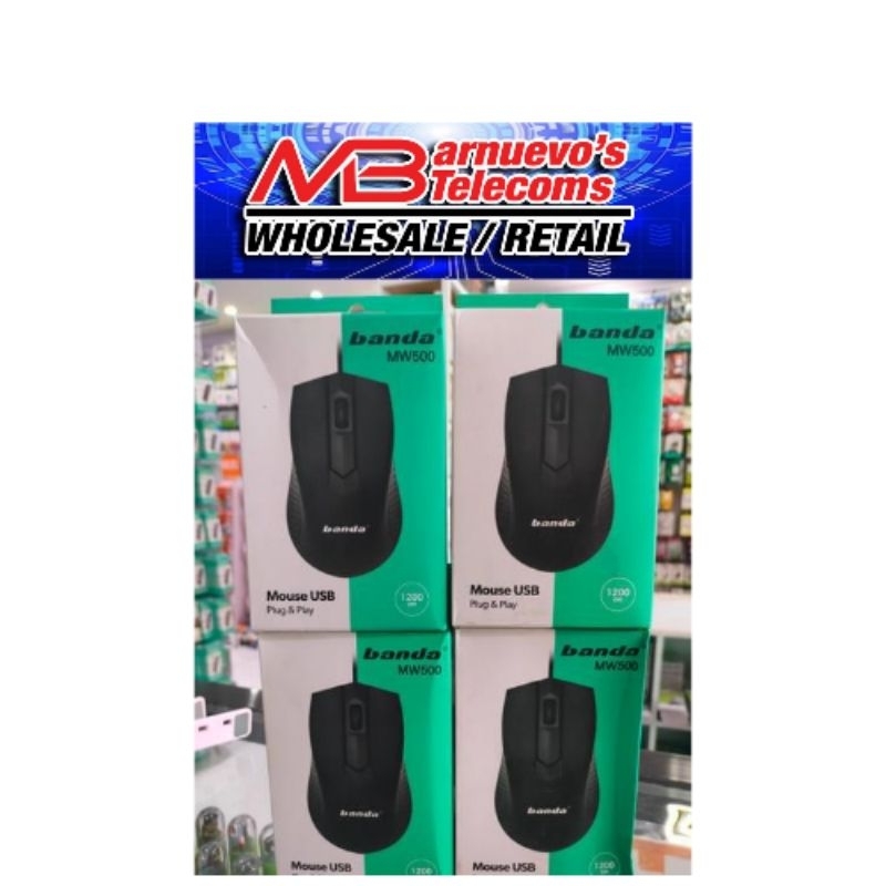 BANDA MW500 Mouse USB Plug & Play Optical Mouse 1200 DPI | Shopee ...