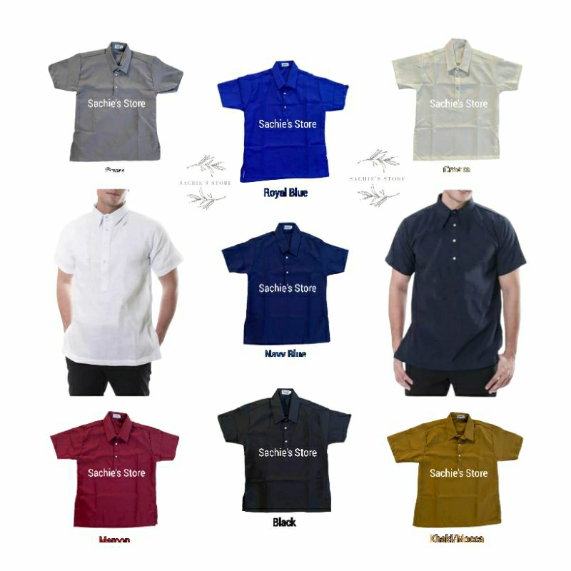 Half Button Polo Barong (3 Button Men's Formal Shirt) - Men's ...