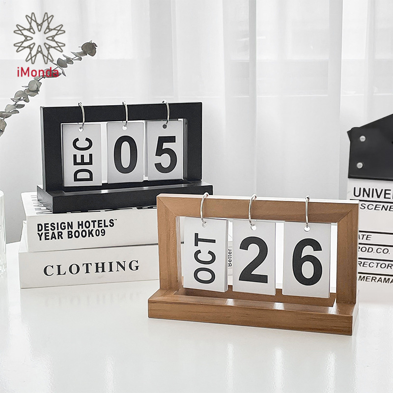 Calendar Desktop Decorative Wooden Flip Ornaments Cafe Office Home ...
