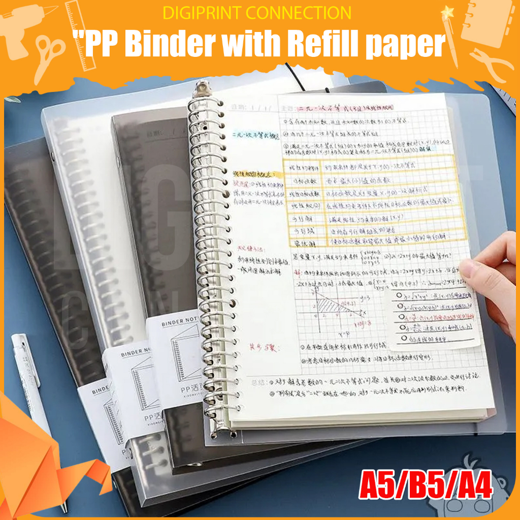 Minimalist Notebook Binder with Refill Paper A5/B5/A4 (20/26/30 Holes ...