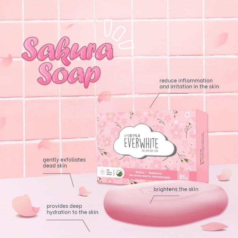 EVERWHITE Sakura Soap 85grams Recommended by Dermatologist for face and ...