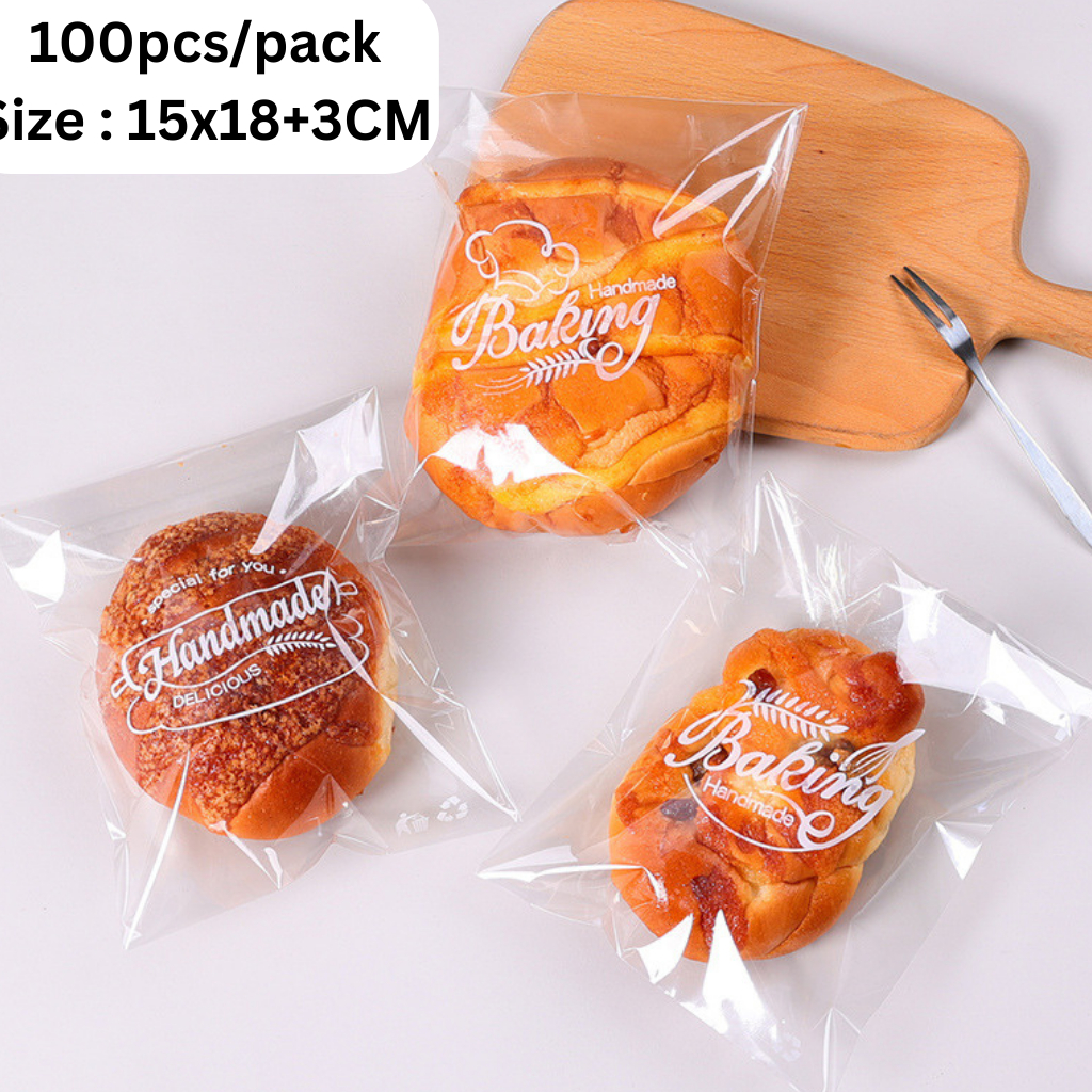 100Pcs Bread Packaging Bags Bread Plastic Bag Cookies Sandwich Brownies ...