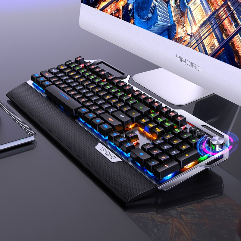 YINDIAO K100 Mechanical Keyboard Rainbow Backlit Full 104-Key With ...