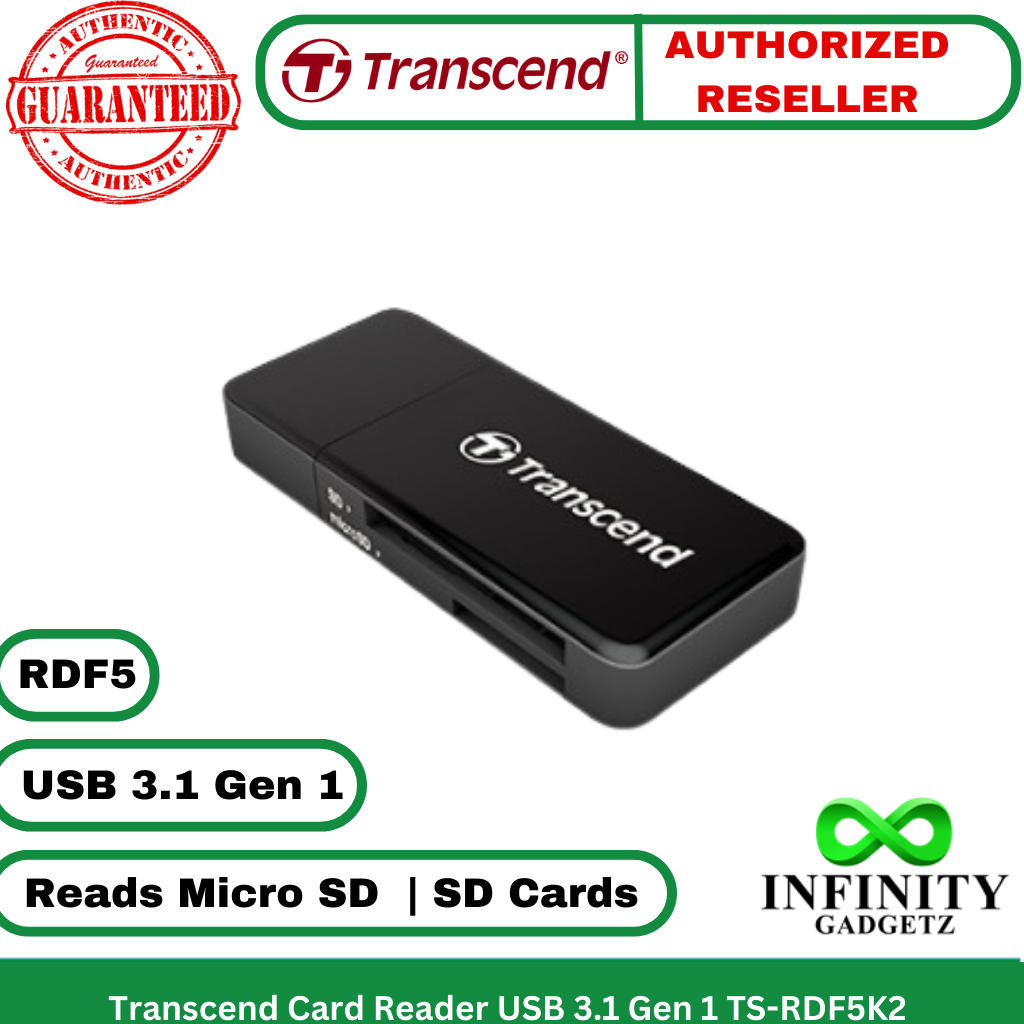 Transcend RDF5 USB 3.1 Gen 1 High Speed Card Reader SD and Micro SD ...