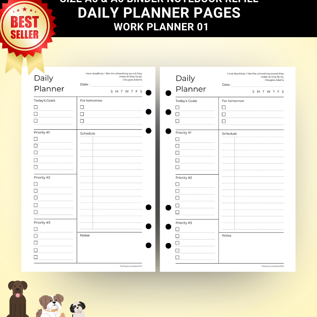 A5 A6 Daily Planner For Work Binder Notebook Refill 6 Holes Loose Leaf ...