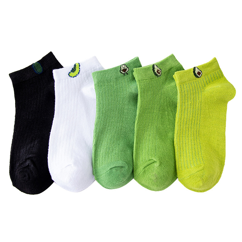 Summer avocado socks women's ins tide socks shallow mouth thin cotton ...