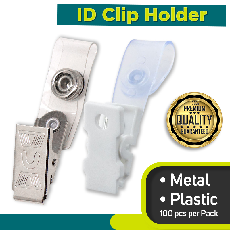 (100pcs) CLIP ID Holder Plastic / Metal Clip for Id Cards | Shopee ...