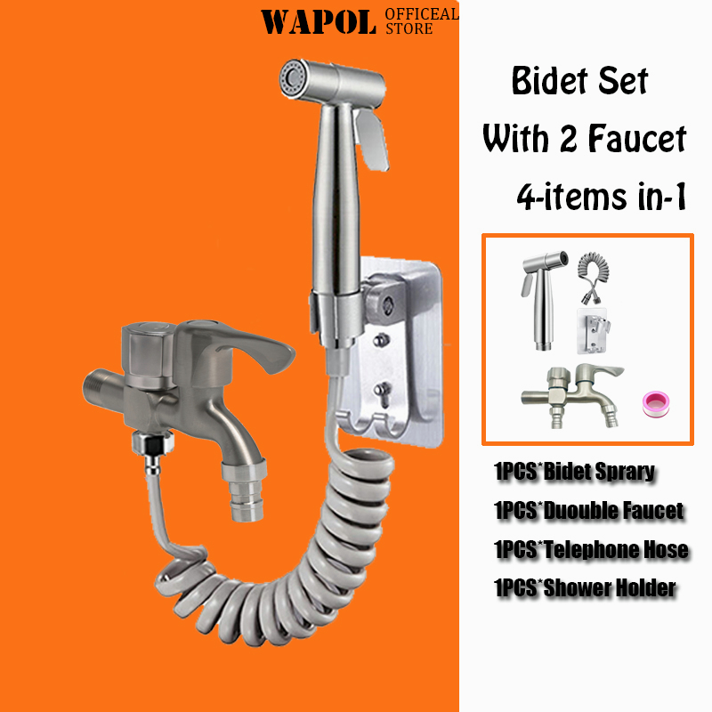 Wapol Bidet Set With Faucet 4in1 Shower Stianless Steel Bidet Set ...