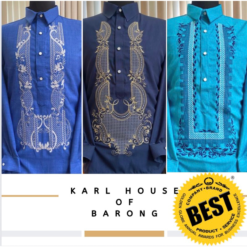 Long Sleeves Polo Barong for Men / Formal Attire (Computerized ...