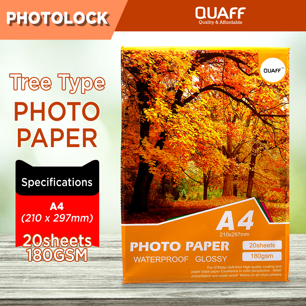 QUAFF Tree Type Glossy Photo Paper No back Print A4 Size 180GSM ...